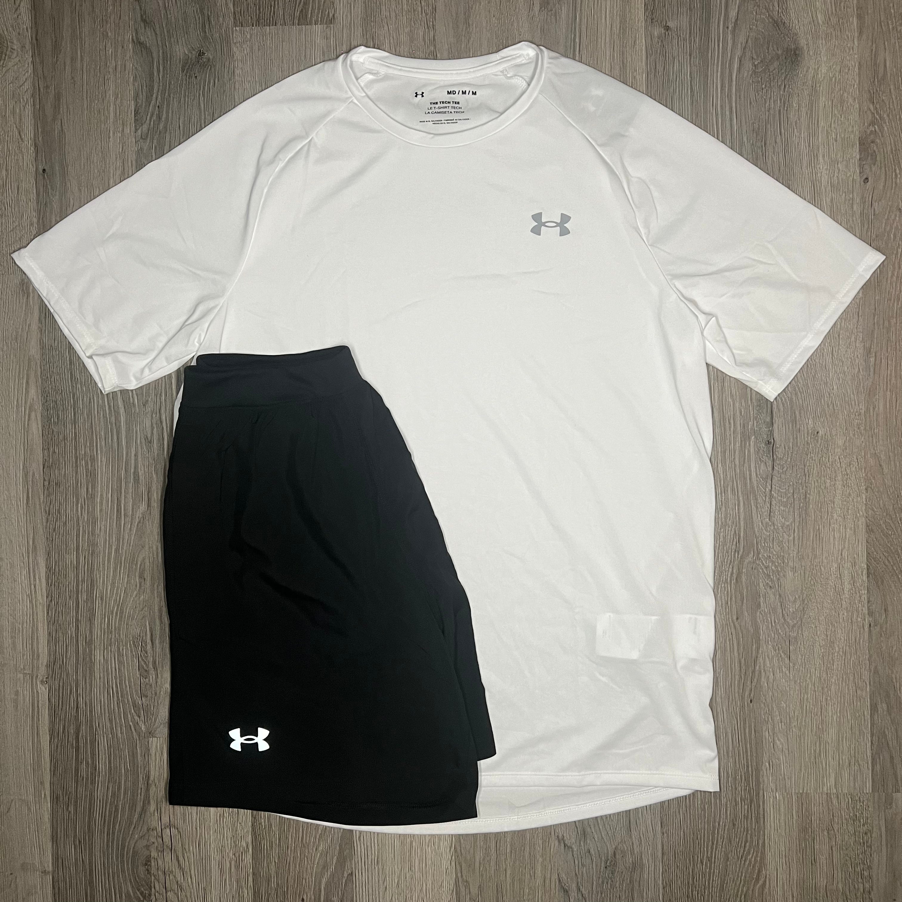 Under Armour Tech & Speed Stride Set - Tee & Shorts - White / Black ...
