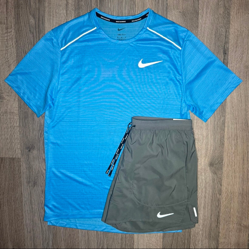 Nike Miler & Flex Stride Set - Tee & Shorts - University Blue / Grey ...